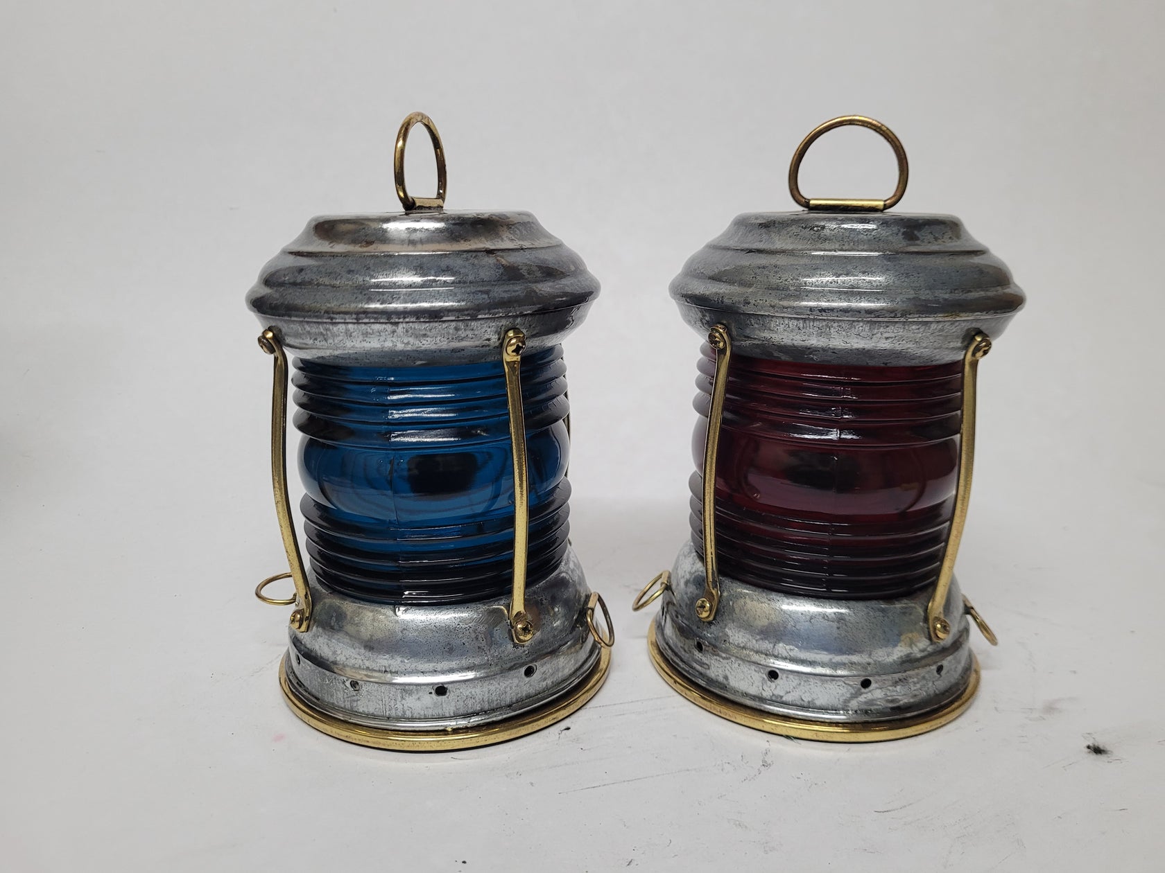 Pair of Red and Blue Lens Boat Lanterns – Lannan Gallery