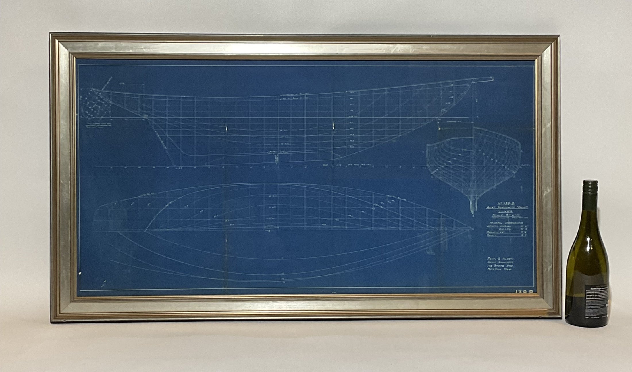 Boat Blueprint Showing Hull Lines from a Schooner Yacht – Lannan Gallery