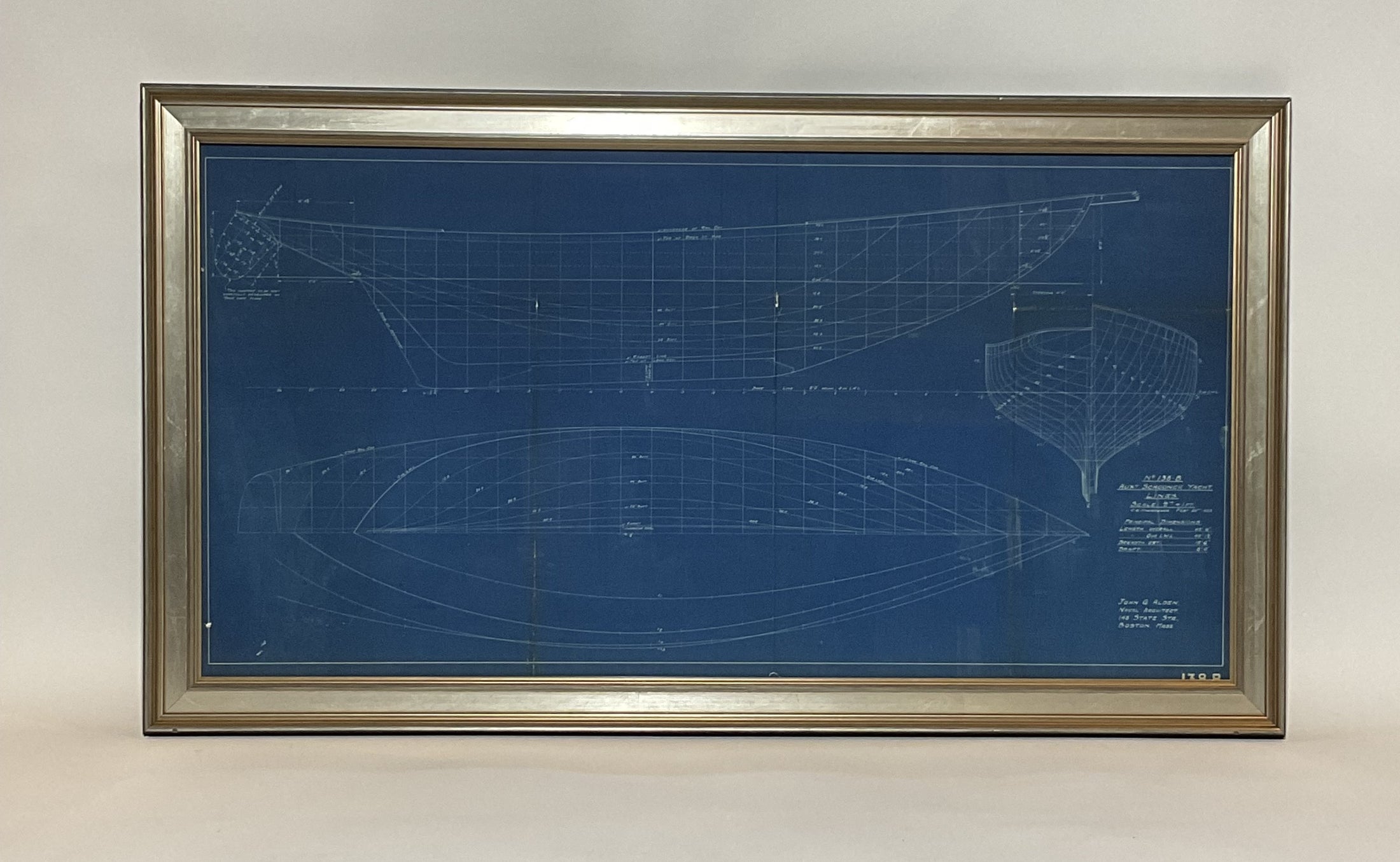 Boat Blueprint Showing Hull Lines from a Schooner Yacht – Lannan Gallery