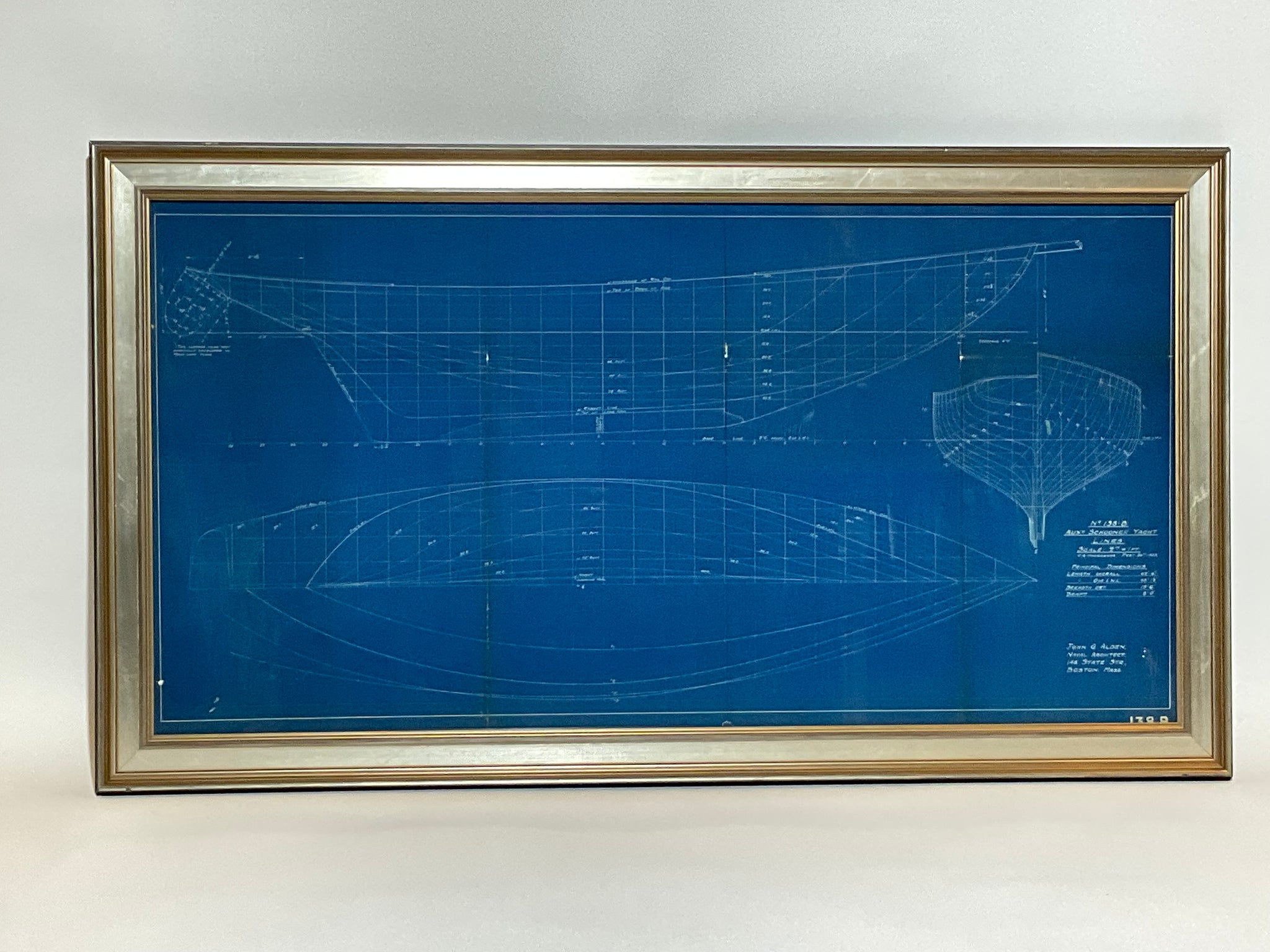 Boat Blueprint Showing Hull Lines from a Schooner Yacht – Lannan Gallery