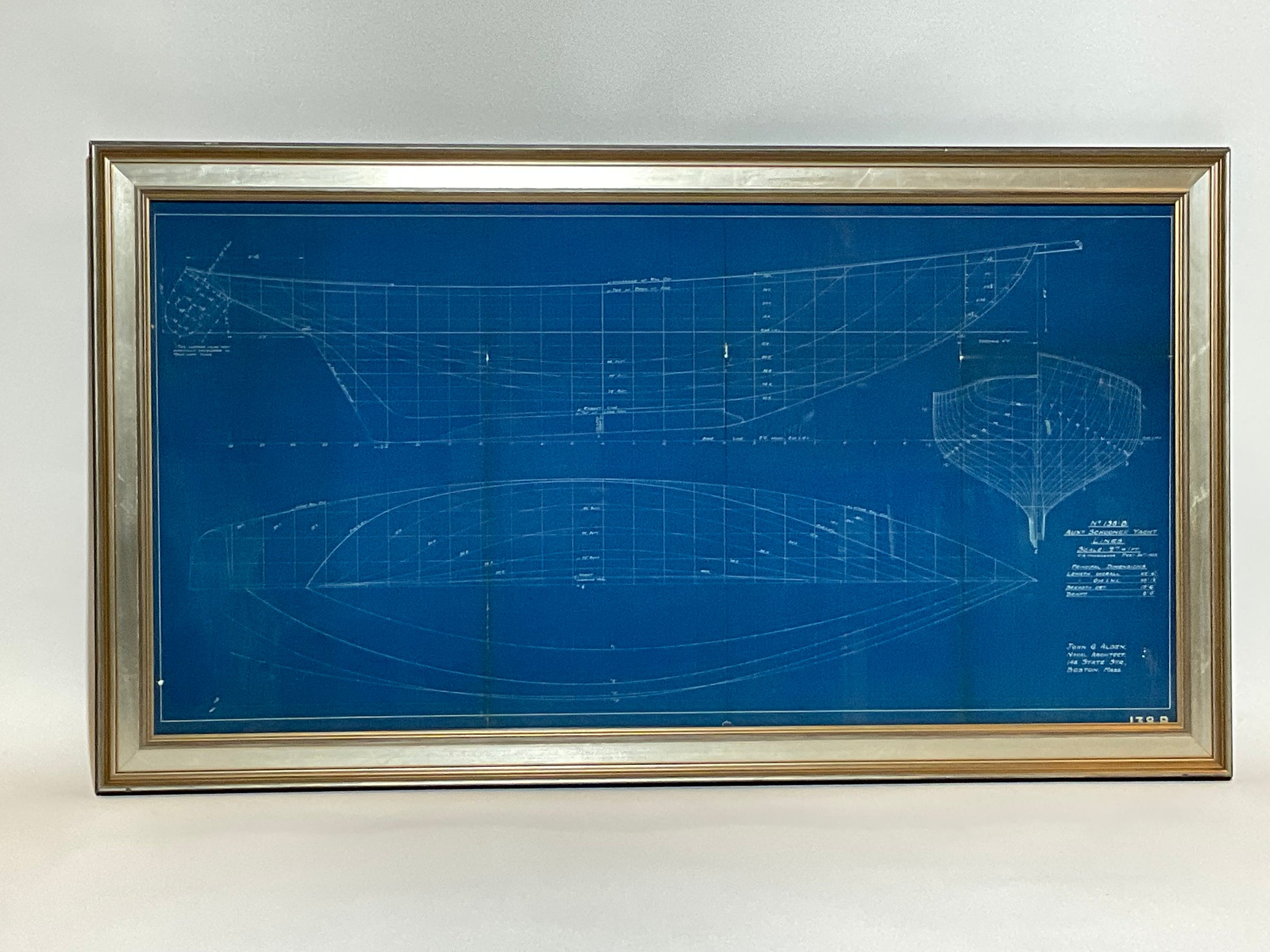 Boat Blueprint Showing Hull Lines from a Schooner Yacht – Lannan Gallery