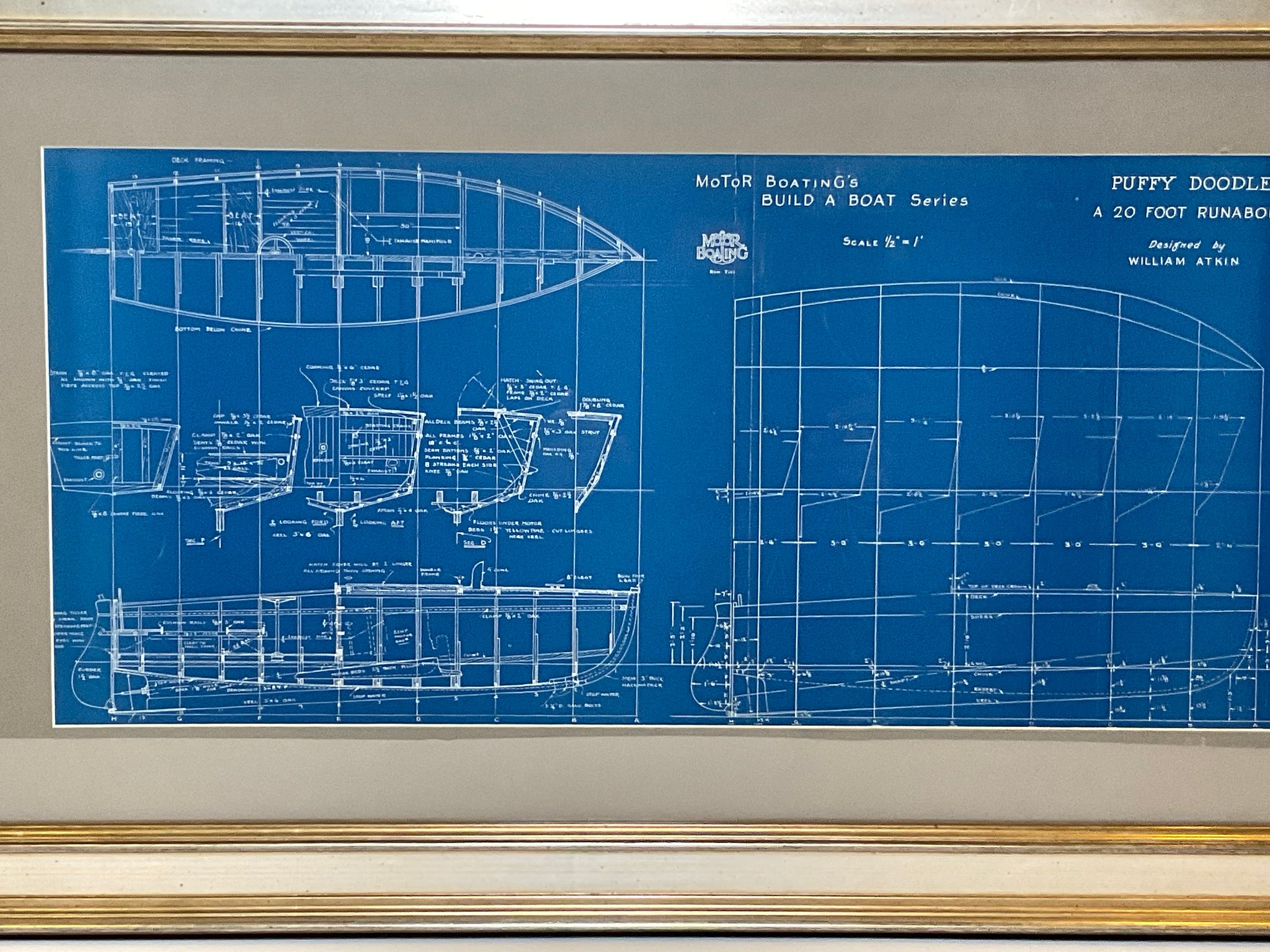 Boat Blueprint of the Runabout "Puffy Doodle" – Lannan Gallery