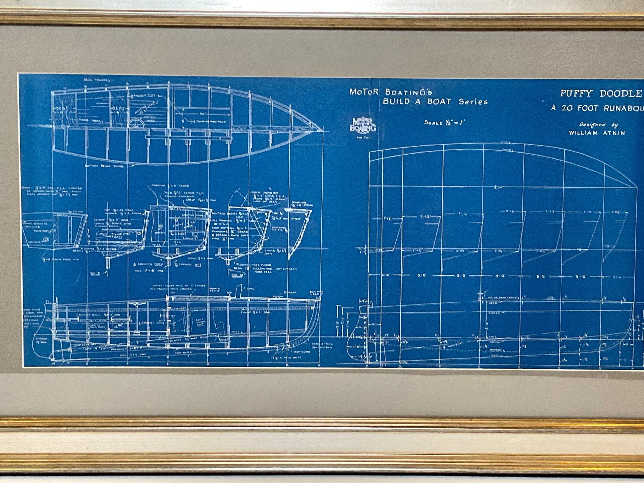 Boat Blueprint of the Runabout "Puffy Doodle" – Lannan Gallery