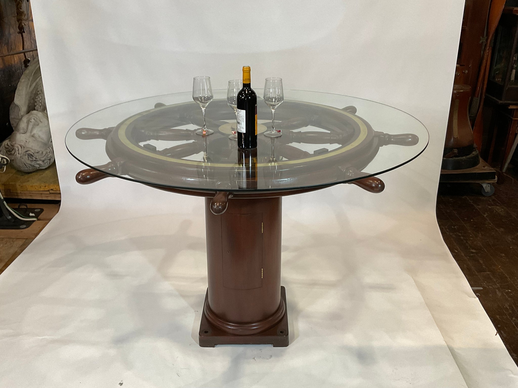 Ships Wheel Bar Height Dining Table – Lannan Gallery